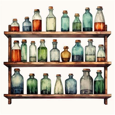Premium AI Image There Are Many Bottles On The Shelves With Different