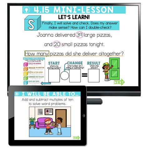 Lucky To Learn Math 1st Grade Lesson 415 Word Problems With Multiples Of Ten Teaching