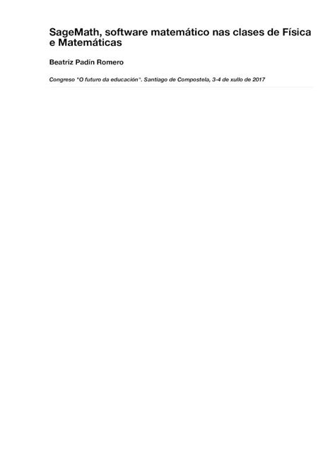 Pdf Sagemath Software Matemático Nas Clases De Física E En Física