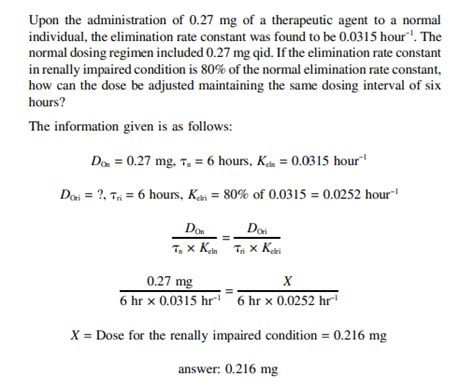 Renal Dose Adjustment Calculation Formula