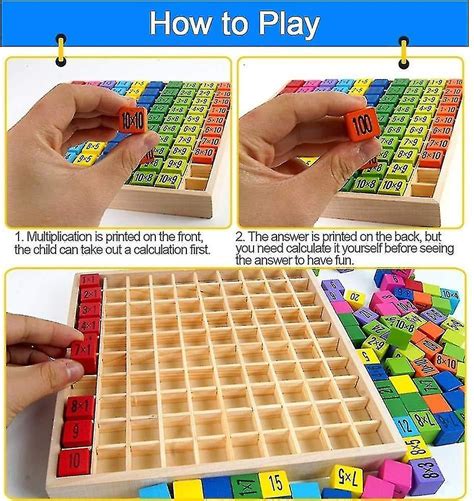 Wooden Times Table Board 10 X 10 Times Tables Math Toy Educational