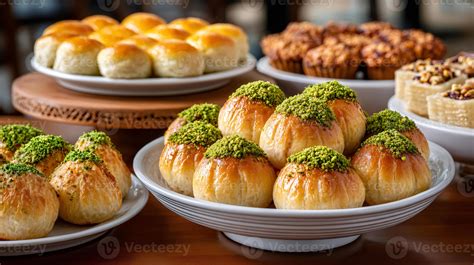 Traditional Middle Eastern Desserts Featuring Pistachio Sweet Pastries