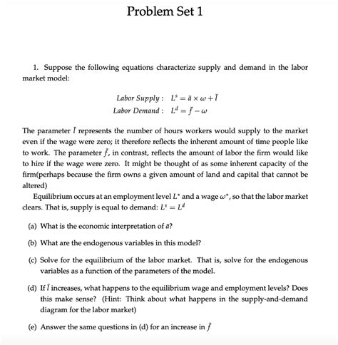 Solved Problem Set 1 1 Suppose The Following Equations Chegg Com