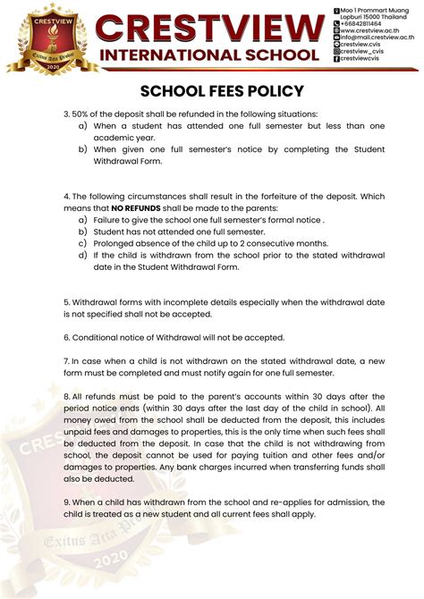 Tuition And Other Fees Crestview International School