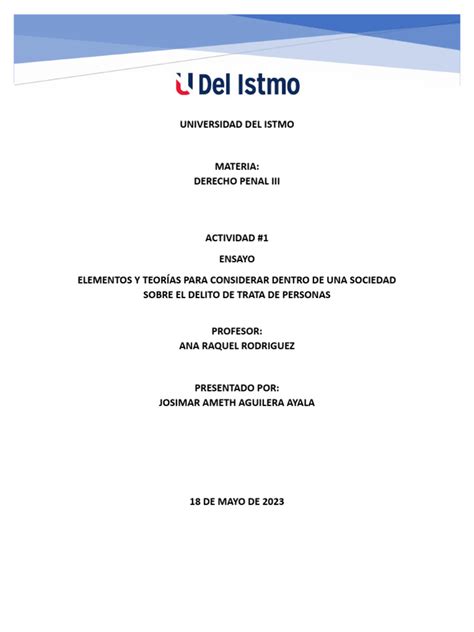 Actividad 1 Derecho Penal Iii Pdf Trata De Personas Organización