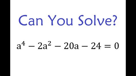 Cool Tricks For Solving A Quartic Equation Youtube