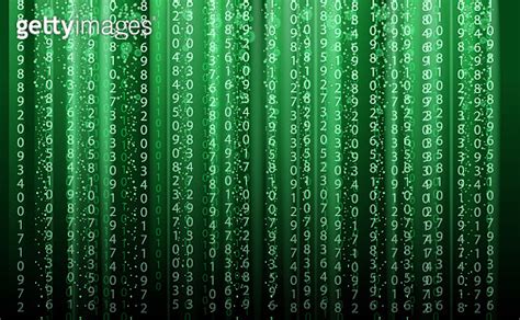 Technology Abstract Background Matrix Style Green Color Falling Numbers Digital Binary Data