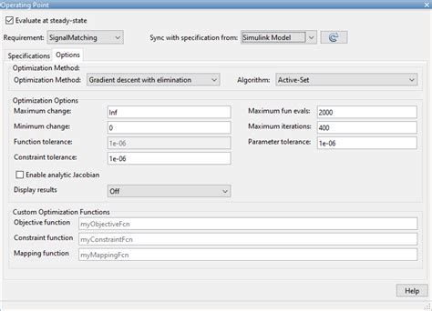 Specify Steady State Operating Point For Sensitivity Analysis Matlab