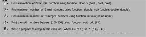 solved 1 find summation of three real numbers using