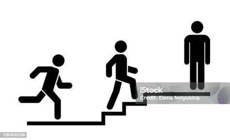 남자 스탠드 산책 및 실행 아이콘 세트 사람 기호 벡터 일러스트레이션 계단에 대한 스톡 벡터 아트 및 기타 이미지 계단 등정 사람들 Istock