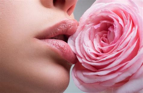 Premium Photo Beautiful Woman Lips With Rose Sensual Womens Open