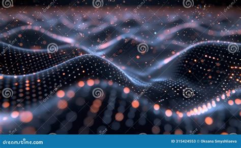 Abstract Digital Waves Background With Glowing Particles In Blue Tones Stock Image Image Of