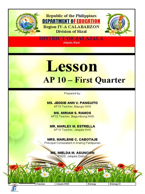 Lesson Exemplar In Ap10 First Quarter Pdf