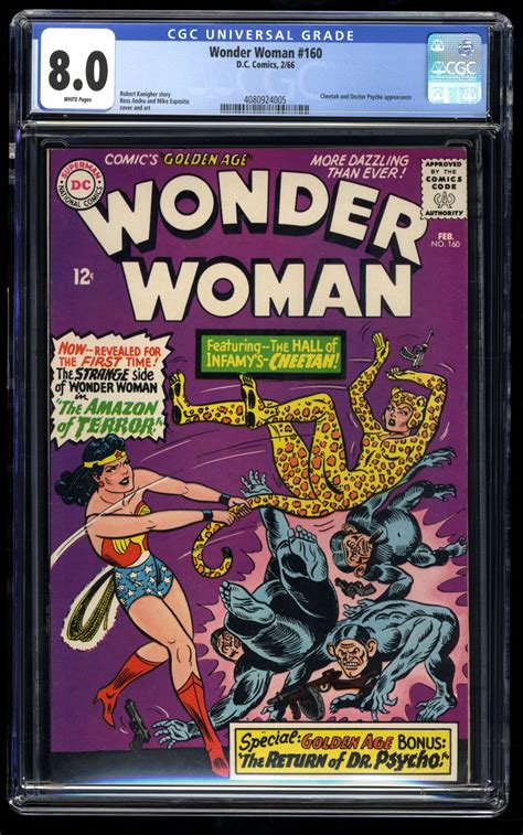 Wonder Woman 160 Cgc Vf 80 1st Appearance Silver Age Cheetah Dr