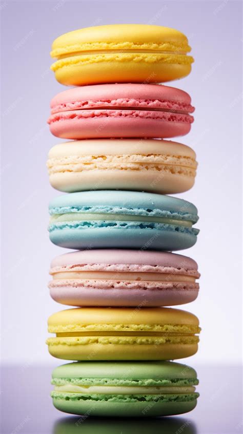 Premium Ai Image A 5 Rainbow Pastel Colored Maccaroons In Row Pastel