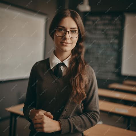 Premium Photo Dedicated Teacher In Classroom Educator Stands At Front