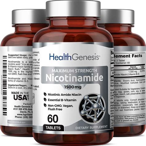 B 3 Nicotinamide 1500 Mg 60 Tablets Maximum Strength Timed Release