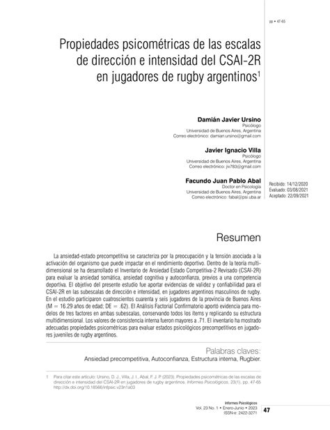Pdf Propiedades Psicométricas De Las Escalas De Dirección E