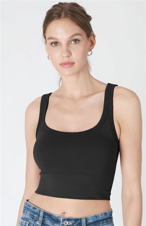 Nikibiki Black Cropped Chevron Tank At Boho Pink