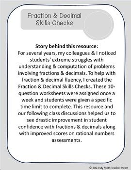 Fraction Decimal Skills Check Fluency Computation Practice Week 8