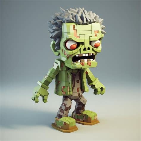 Premium Photo Voxel Art 3d Lego Zombie Character Design With 8bit