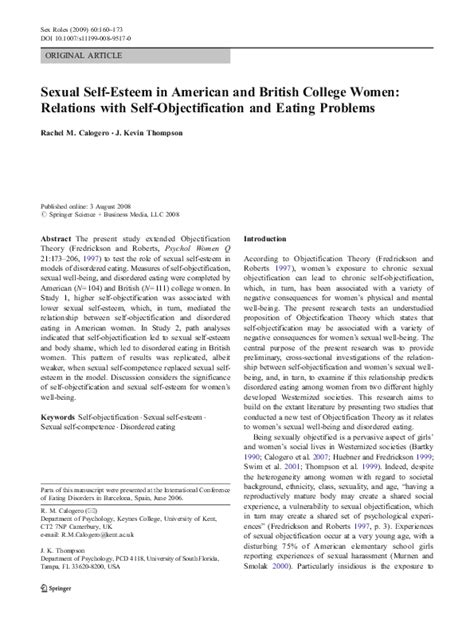 Pdf Sexual Self Esteem In American And British College Women