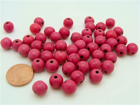 Perles rondes mm Fuchsia Pierre Synthétique par pcs Perles Pierres FondBaie