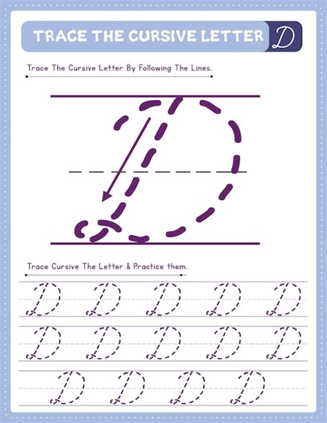 Premium Vector Cursive Handwriting Uppercase Letter Alphabet Tracing Practice Worksheet With