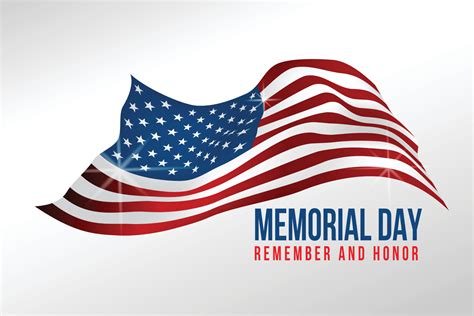 Text Memorial Day On American Flag On White Background Vector