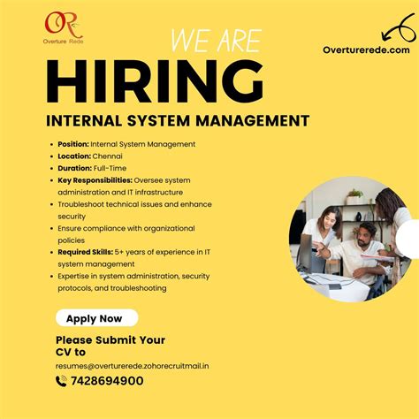 Overture Rede 🚀 We Are Hiring 🚀 Position Internal System Management Location Chennai