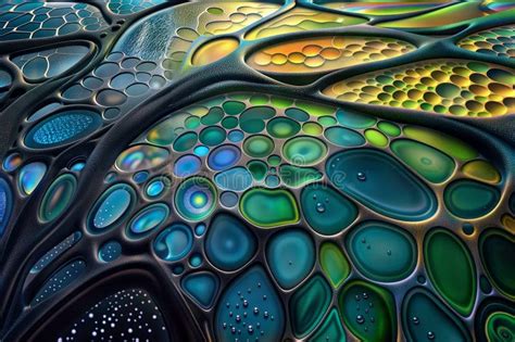 Cellular Mosaic Organic Cell Like Structures In Shades Of Blue And