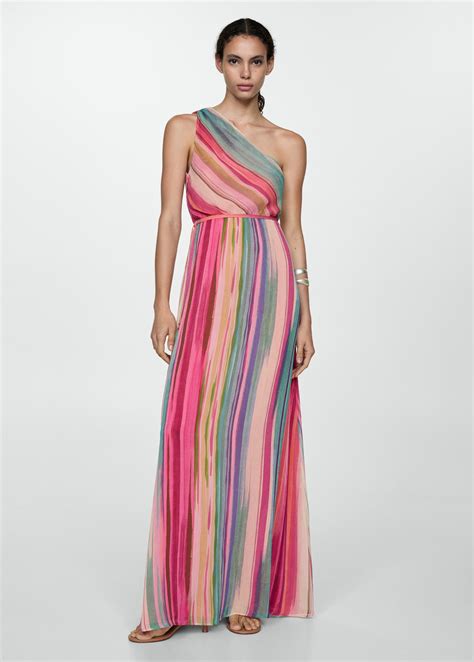 Striped Asymmetrical Dress Women Mango Usa