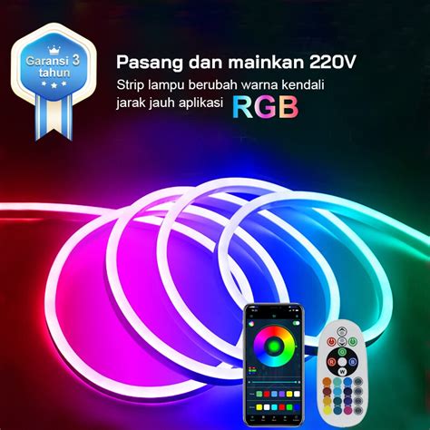 Jual LAMPU LED STRIP Selang Strip LED RGB 220v Warna Aplikasi Jarak Jauh RGB IP66 Shopee