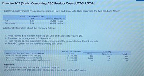 solved exercise 7 13 static computing abc product costs