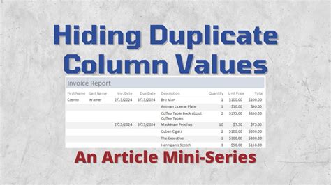 Hiding Duplicate Values In Microsoft Access Forms And Reports