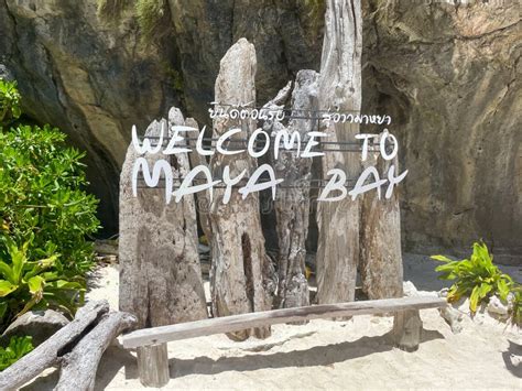 Welcome To Maya Bay Phi Phi Island Phuket Thailand Stock Image Image