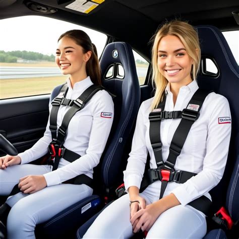 2 Smiling Young Adult Women Strapped Into