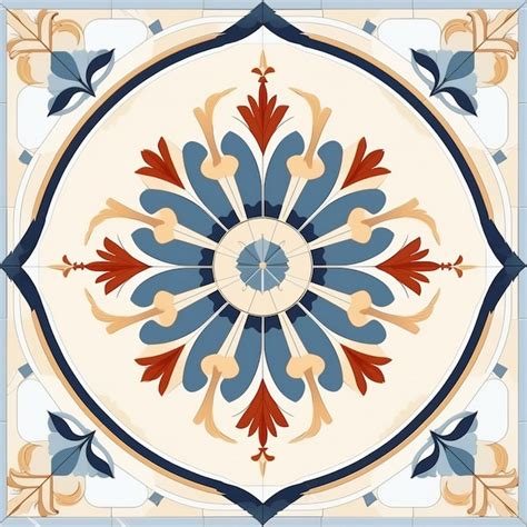 Premium AI Image A Set Of Tiles With A Circular Pattern And A Round Circle In The Center