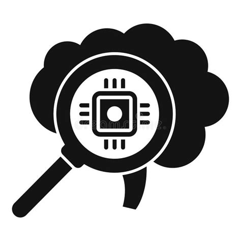 Magnifying Glass Analyzing Cpu Chip Inside Human Brain Icon Stock Illustration Illustration Of
