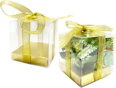 Small Clear Favor Boxes Silver Sparkling Wedding Favor Box 40 Count