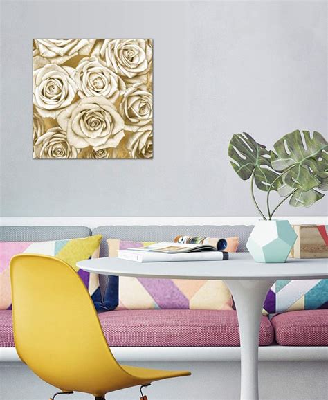 Icanvas Ivory Roses On Gold By Kate Bennett Wrapped Canvas Print 37