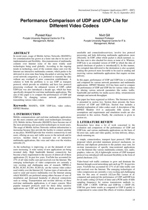 PDF Performance Comparison Of UDP And UDP Lite For Different Video Codecs