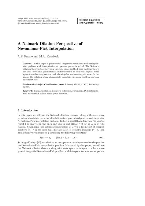 Pdf A Naimark Dilation Perspective Of Nevanlinna Pick Interpolation