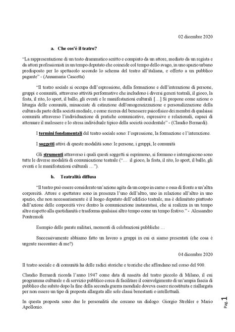 Riassunto Del Corso Di Teatro Sociale Docsity