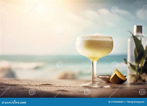 Cocktail On Tropical Sunset Beach Background Drink And Summer Concept