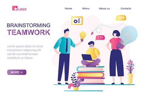 Brainstorming Template Halaman Arahan Kerja Tim Kolega Mendiskusikan
