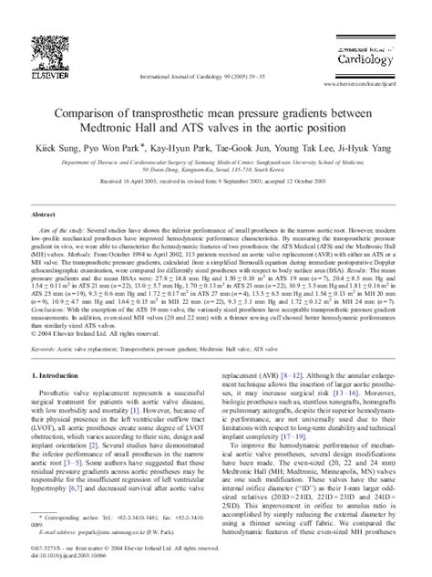 Pdf Comparison Of Transprosthetic Mean Pressure Gradients Between