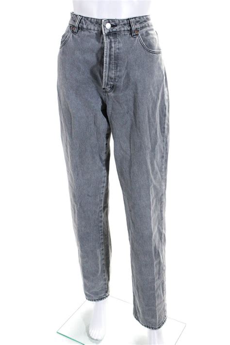 Rollas Womens Denim Button Fly High Rise Straight Leg Gem