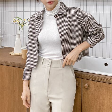 베이직 고방 크롭 남방 셔츠