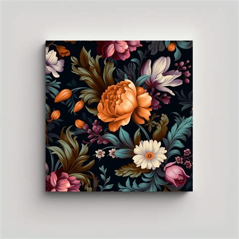 Composición Oscura De Flores Naturaleza Viva Cuadro Decorativo
